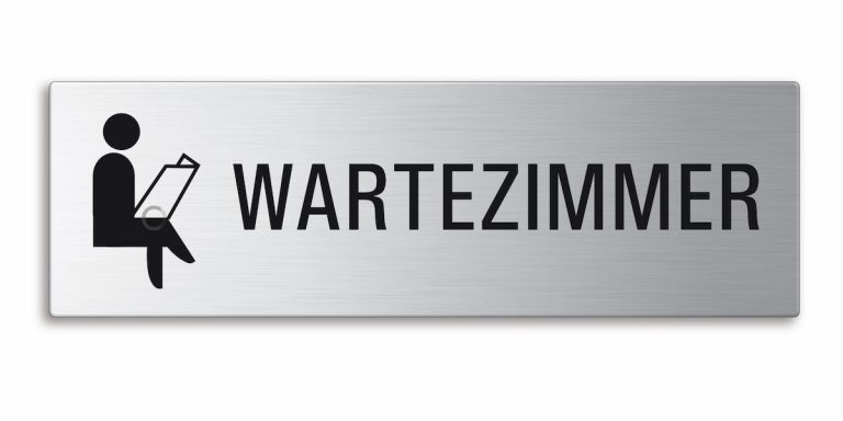 Schild Wartezimmer Edelstahlschild