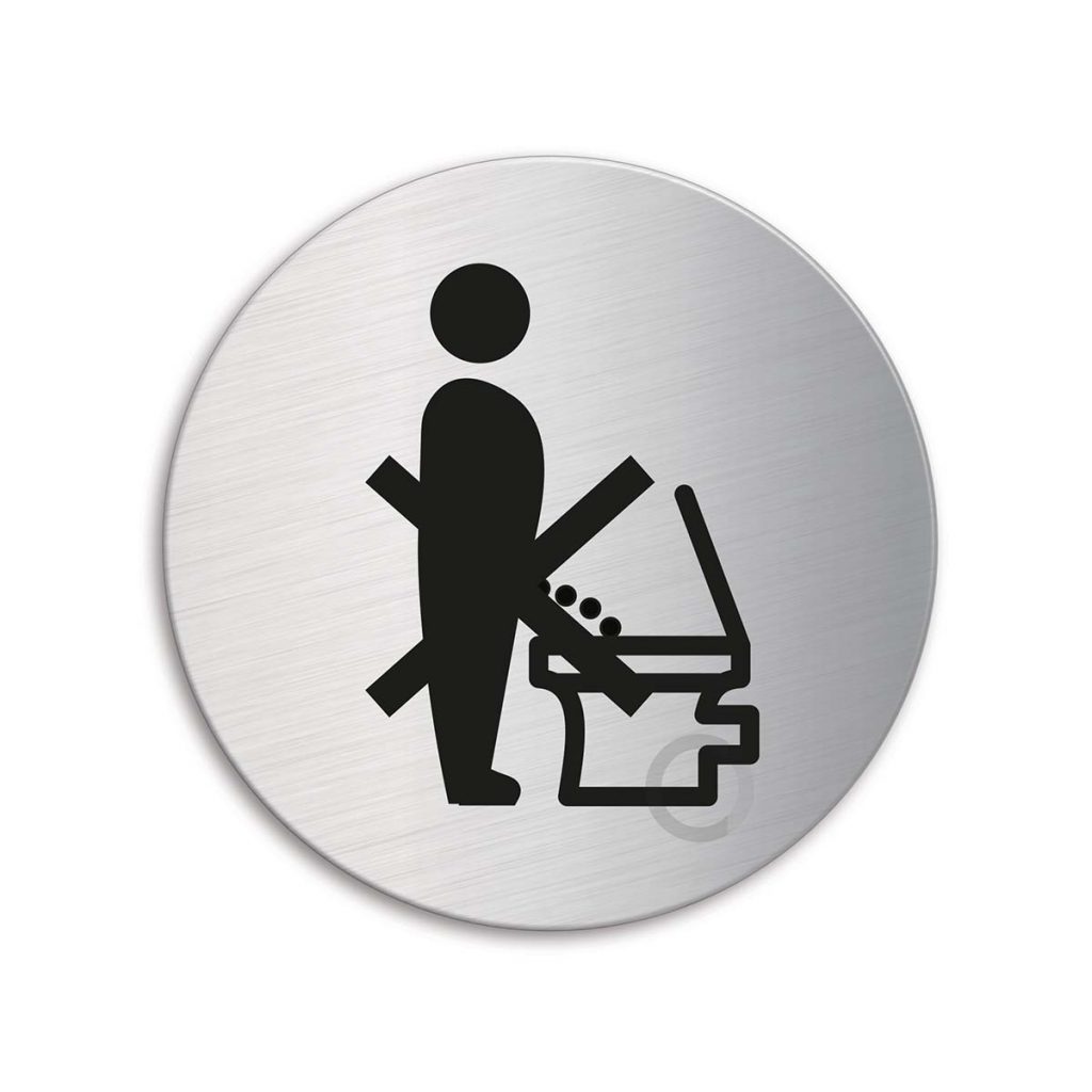 Schild Bitte setzen Ø 75 mmTürschild aus Edelstahl