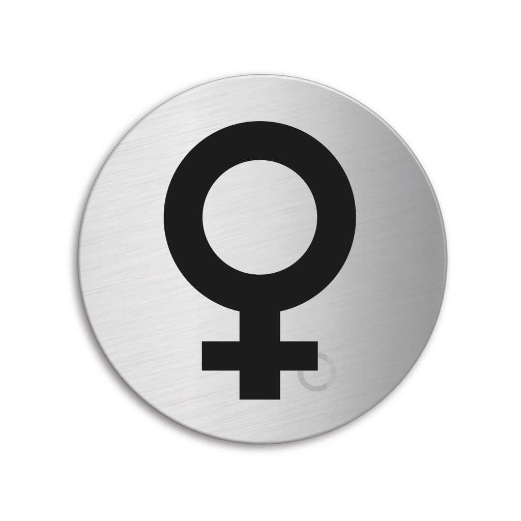 Schild Frau Ø 75 mm Gender-Symbol Türschild aus Edelstahl
