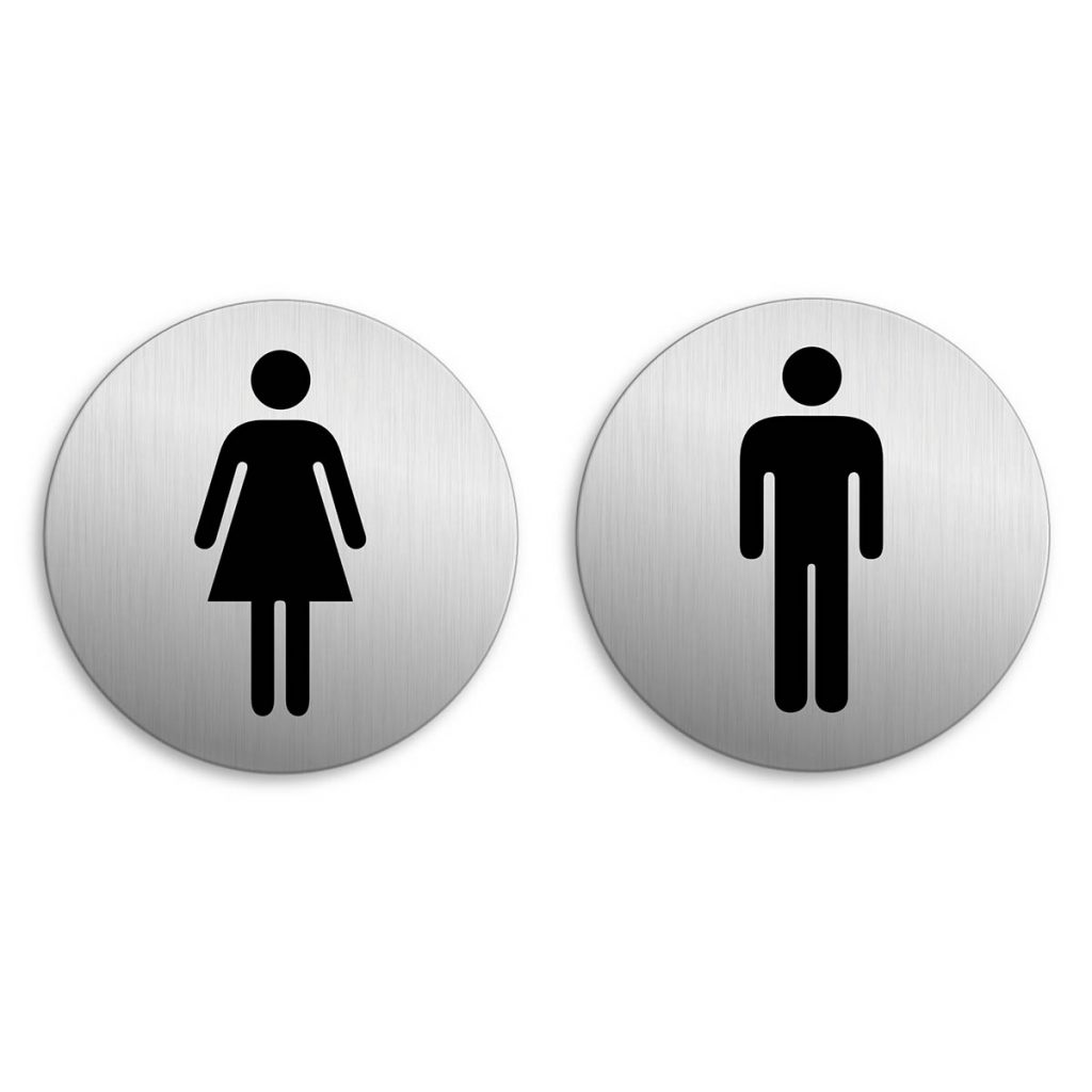 WC Schild Damen Herren Ø 75 mm Türschilder-Set aus Aluminium