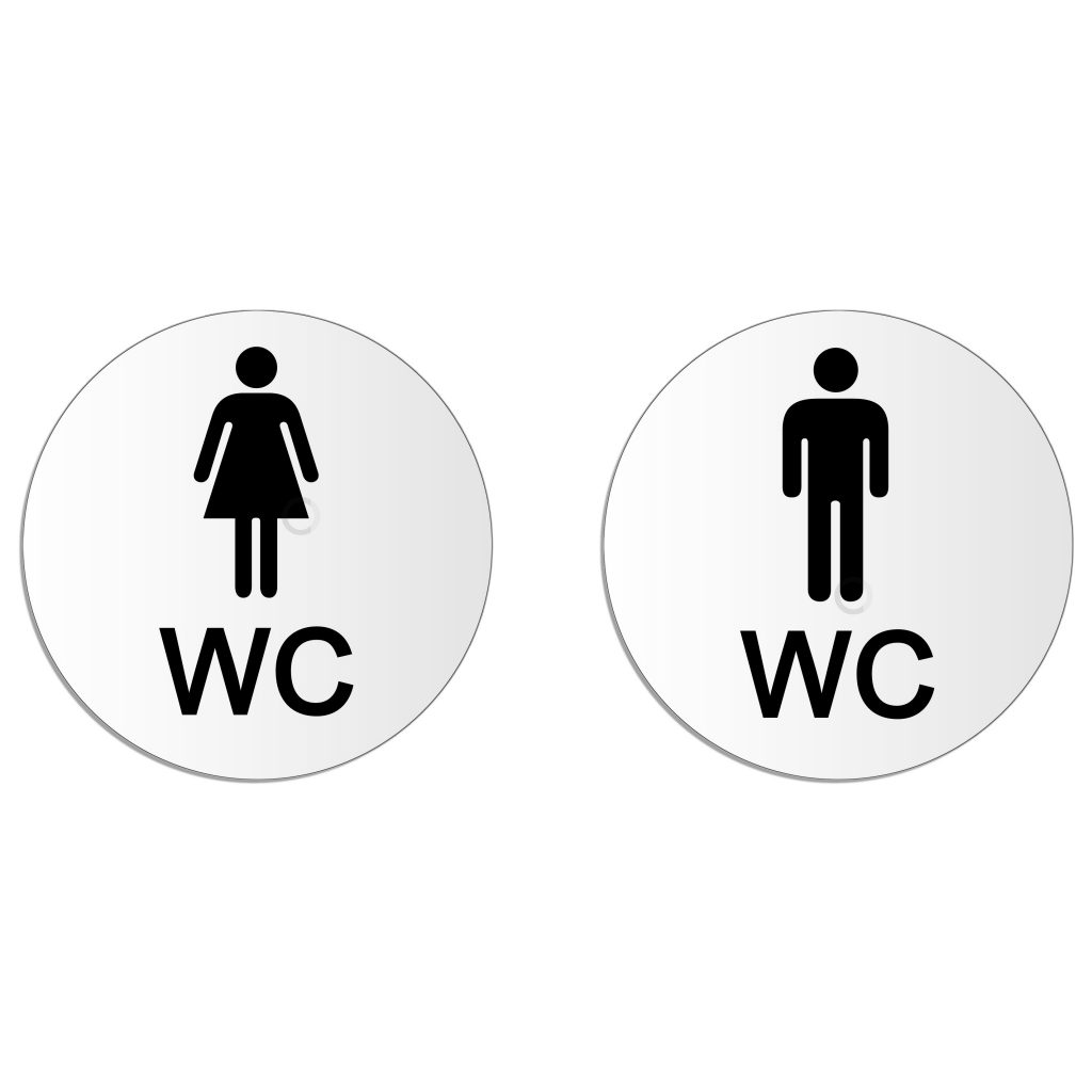 Schild WC Damen, WC Herren 2er Set Ø 100 mm wetterfest selbstklebend ...