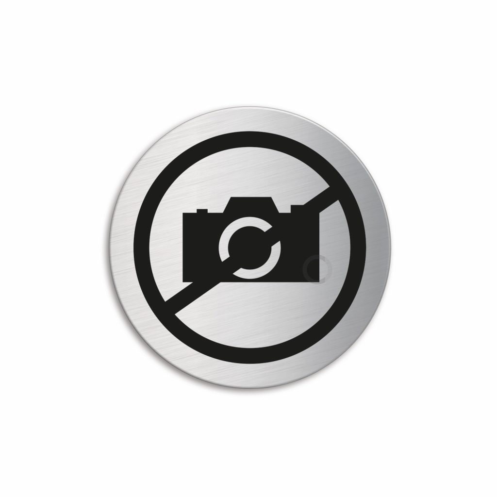 Schild Fotoverbot Ø 60 mm Türschild aus Edelstahl